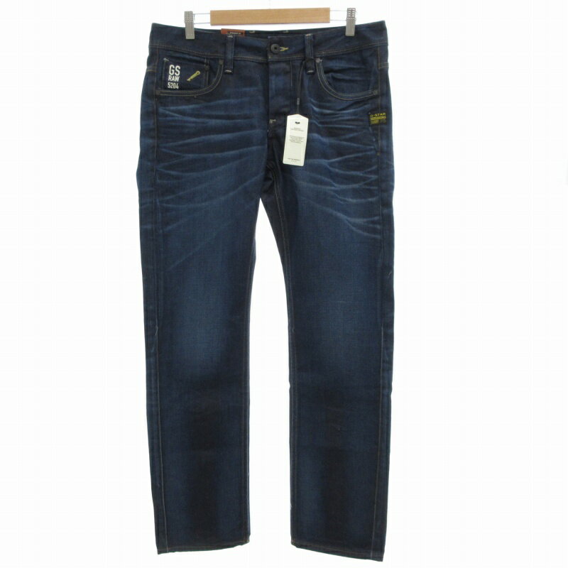 【中古】未使用品 ジースターロウ G-Star RAW タグ付き ATTACC LOW STRAIGHT LEXICON DENIM DK AGED デニムパンツ ジーンズ ストレート ボタンフライ W33 W32 L 濃紺 ネイビー 50...