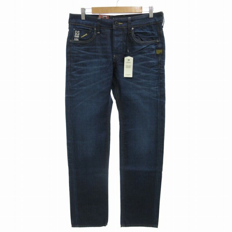 【中古】未使用品 ジースターロウ G-Star RAW タグ付き ATTACC LOW STRAIGHT LEXICON DENIM DK AGED デニムパンツ ジーンズ ストレート ボタンフライ W31 W34 M 濃紺 ネイビー 50...