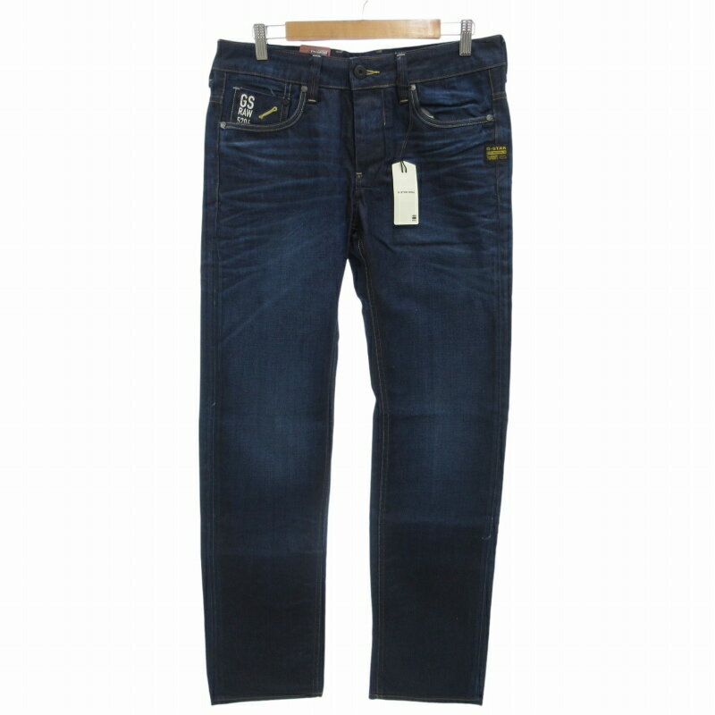 【中古】未使用品 ジースターロウ G-Star RAW タグ付き ATTACC LOW STRAIGHT LEXICON DENIM DK AGED デニムパンツ ジーンズ ストレート ボタンフライ W31 W34 M 濃紺 ネイビー 50...