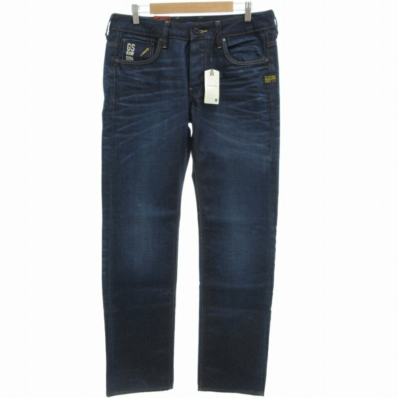 【中古】未使用品 ジースターロウ G-Star RAW タグ付き ATTACC LOW STRAIGHT LEXICON DENIM DK AGED デニムパンツ ジーンズ ストレート ボタンフライ W33 W34 L 濃紺 ネイビー 50...