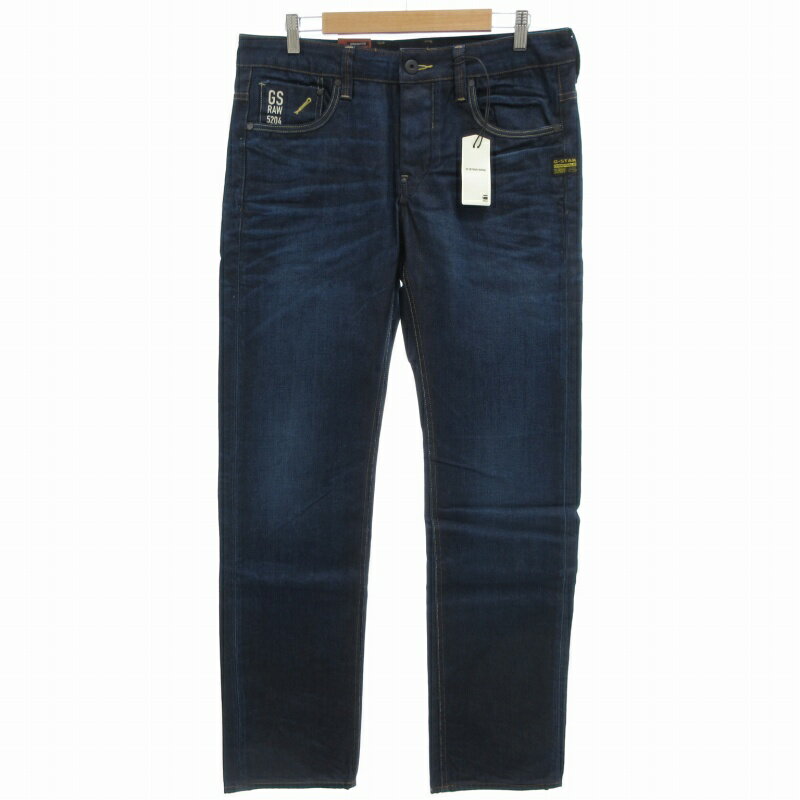 【中古】未使用品 ジースターロウ G-Star RAW タグ付き ATTACC LOW STRAIGHT LEXICON DENIM DK AGED デニムパンツ ジーンズ ストレート ボタンフライ W33 W34 L 濃紺 ネイビー 50...