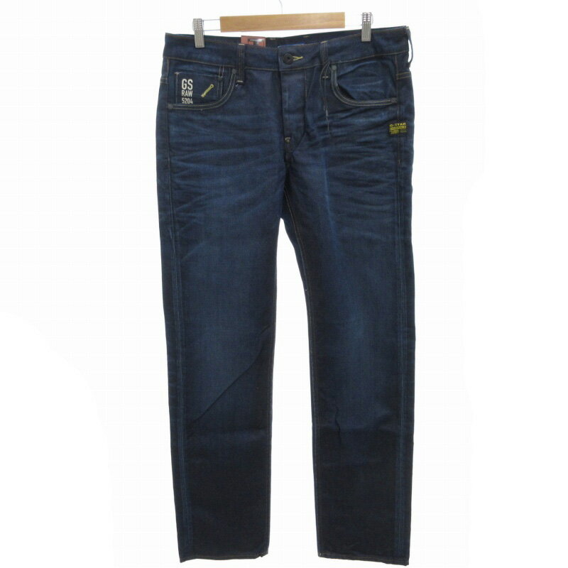 【中古】未使用品 ジースターロウ G-Star RAW タグ付き ATTACC LOW STRAIGHT LEXICON DENIM DK AGED デニムパンツ ジーンズ ストレート ボタンフライ W33 W34 L 濃紺 ネイビー 50...
