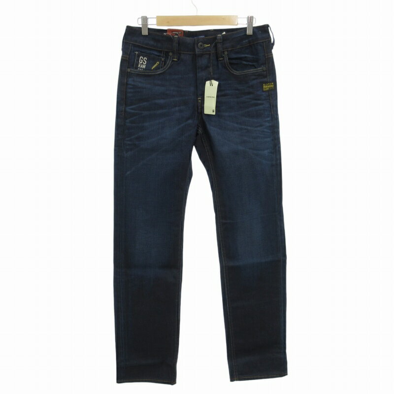 【中古】未使用品 ジースターロウ G-Star RAW タグ付き ATTACC LOW STRAIGHT LEXICON DENIM DK AGED デニムパンツ ジーンズ ストレート ボタンフライ W30 W34 M 濃紺 ネイビー 50...