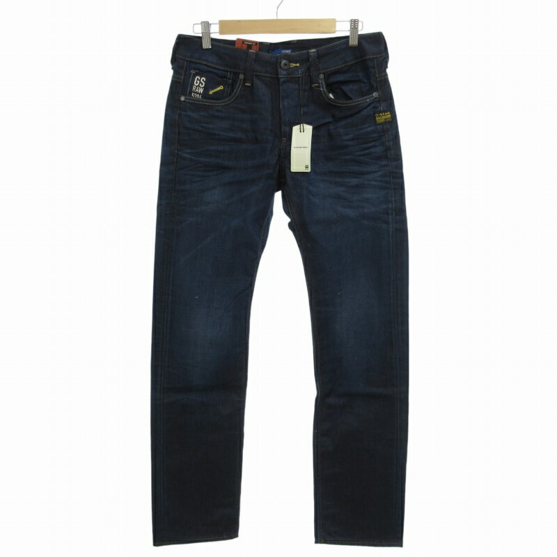 【中古】未使用品 ジースターロウ G-Star RAW タグ付き ATTACC LOW STRAIGHT LEXICON DENIM DK AGED デニムパンツ ジーンズ ストレート ボタンフライ W30 W34 M 濃紺 ネイビー 50...