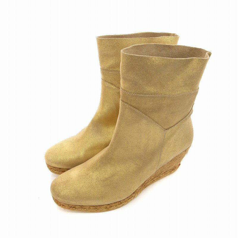 【中古】未使用品 センソユニコ Senso unico FXAFERRIRA by gaimo ショートブーツ ミドル ウエッジソール 80 40 08 ゴールド色 03165230 /KO30 ■SUT ●TZ レディース 【ベクトル 古...