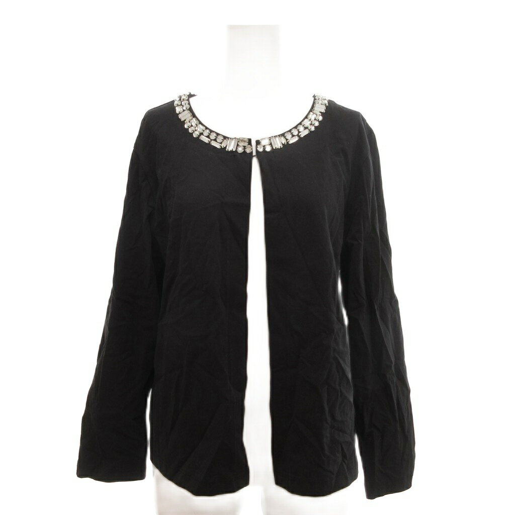 【中古】未使用品 Smimi collection スミミ コレクション タグ付き カーディガン F ブラック 黒 ノーカラー ビジュー装飾 長袖 /SC ■GY66 レディース 【ベクトル 古着】 260130表記サイズF実寸サイズ肩幅：...