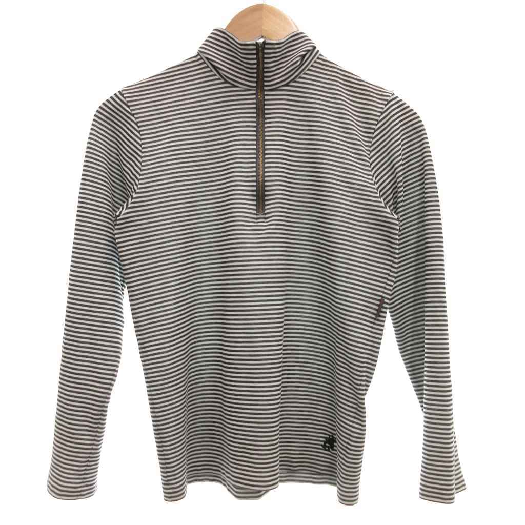 【中古】アニエスベーオム Agnes b. homme ハーフジップトップス T0 白 ホワイト 黒 ブラック ストライプ柄 長袖 /SC ■ECF003 メンズ 【ベクトル 古着】 260402ブランドアニエスベーオム Agnes b. ...