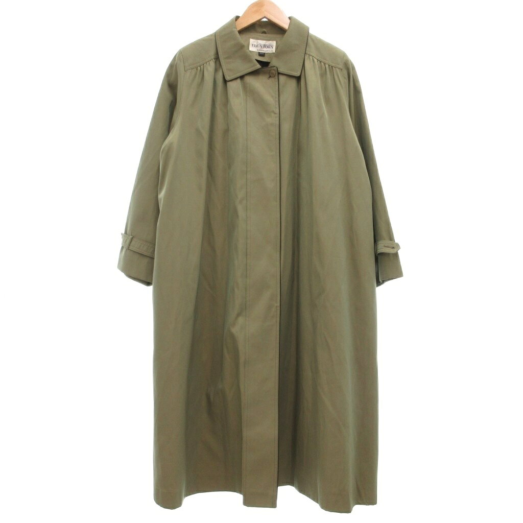 【中古】ELEN TOWN ステンカラーコート ロング丈 15B2 緑 グリーン /NL ■ECF004 レディース 【ベクトル 古着】 260410表記サイズ15B2実寸サイズ肩幅：40cm　身幅：57cm　着丈：106cm　袖丈：53c...