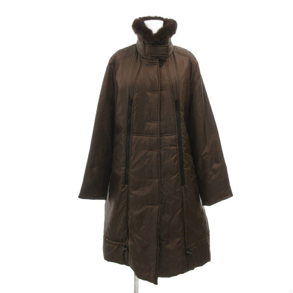 【中古】スペッチオ SPECCHIO コート 中綿 40 茶 ブラウン 長袖 ファー襟 ロング丈 /NU ■ECF004 レディース 【ベクトル 古着】 260415ブランドスペッチオ SPECCHIO表記サイズ40実寸サイズ肩幅：40cm...