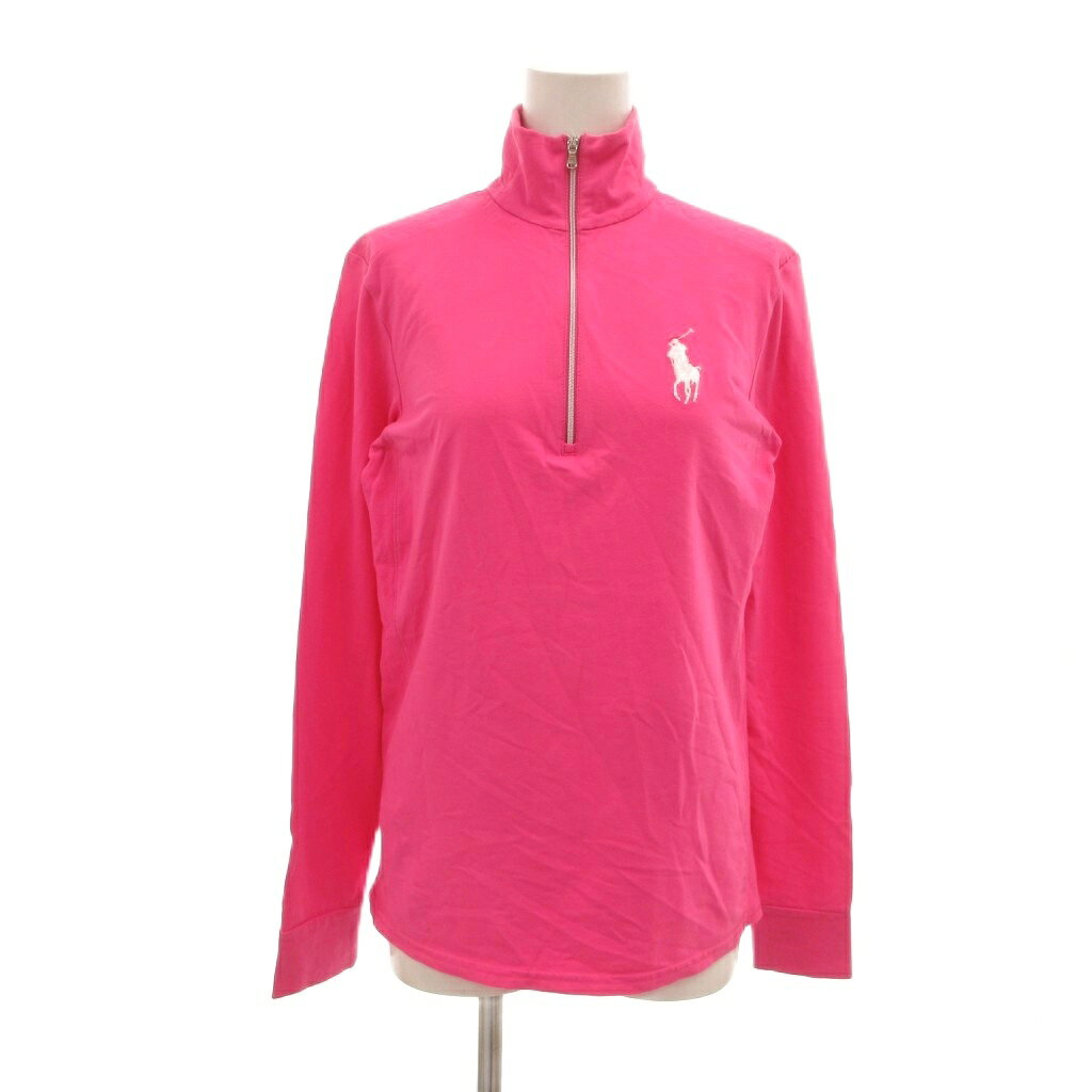 【中古】ポロゴルフ ラルフローレン POLO GOLF RALPH LAUREN カットソー S ピンク ハーフジップ 長袖 ロゴ刺繍 スタンドカラー /NU ■ECE006 レディース 【ベクトル 古着】 260606ブランドポロゴルフ ...