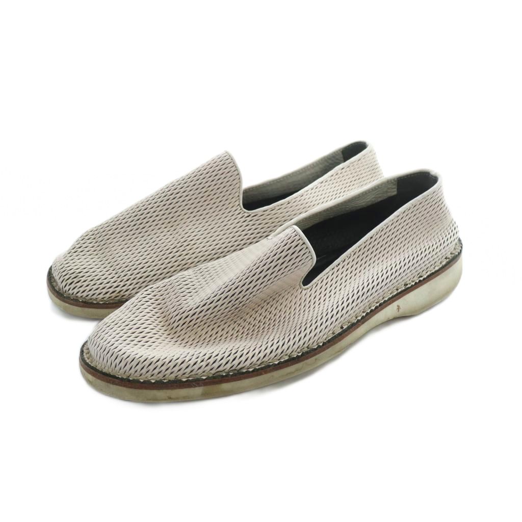 【中古】メゾンマルジェラ Maison Margiela スリッポン フラット スクエアトゥ ロゴ レザー メッシュ 42 27cm 白 ホワイト ■GY04 /MQ メンズ 【ベクトル 古着】 251017ブランドメゾンマルジェラ Mai...