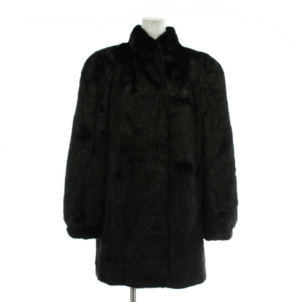 【中古】ノーブランド ファーコート アウター 毛皮 ミンク ミドル 肩パッド 15 XXL 黒 ブラック /XZ ■GY18 レディース 【ベクトル 古着】 251116表記サイズ15 （日本サイズ XXL相当）実寸サイズ身幅：52cm　着...