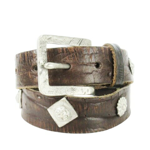 【中古】ハルシオン ベルト カンパニー halcyon belt company ベルト レザー 革 スタッズ アメカジ ロゴ 茶 ブラウン /CK24 ■GY35 メンズ 【ベクトル 古着】 251125表記サイズサイズ表記なし(実寸サイ...