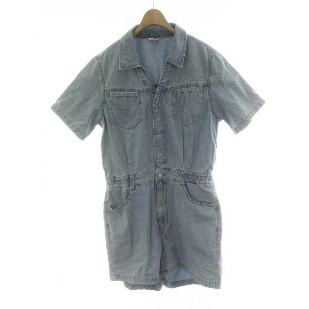 【中古】ゲス GUESS デニムオーバーオール オールインワン パンツ M ライトブルー 半袖 シャツ襟 胸ポケット ショート丈 /PP ■GY99 レディース 【ベクトル 古着】 260124ブランドゲス GUESS表記サイズM 実寸サイ...