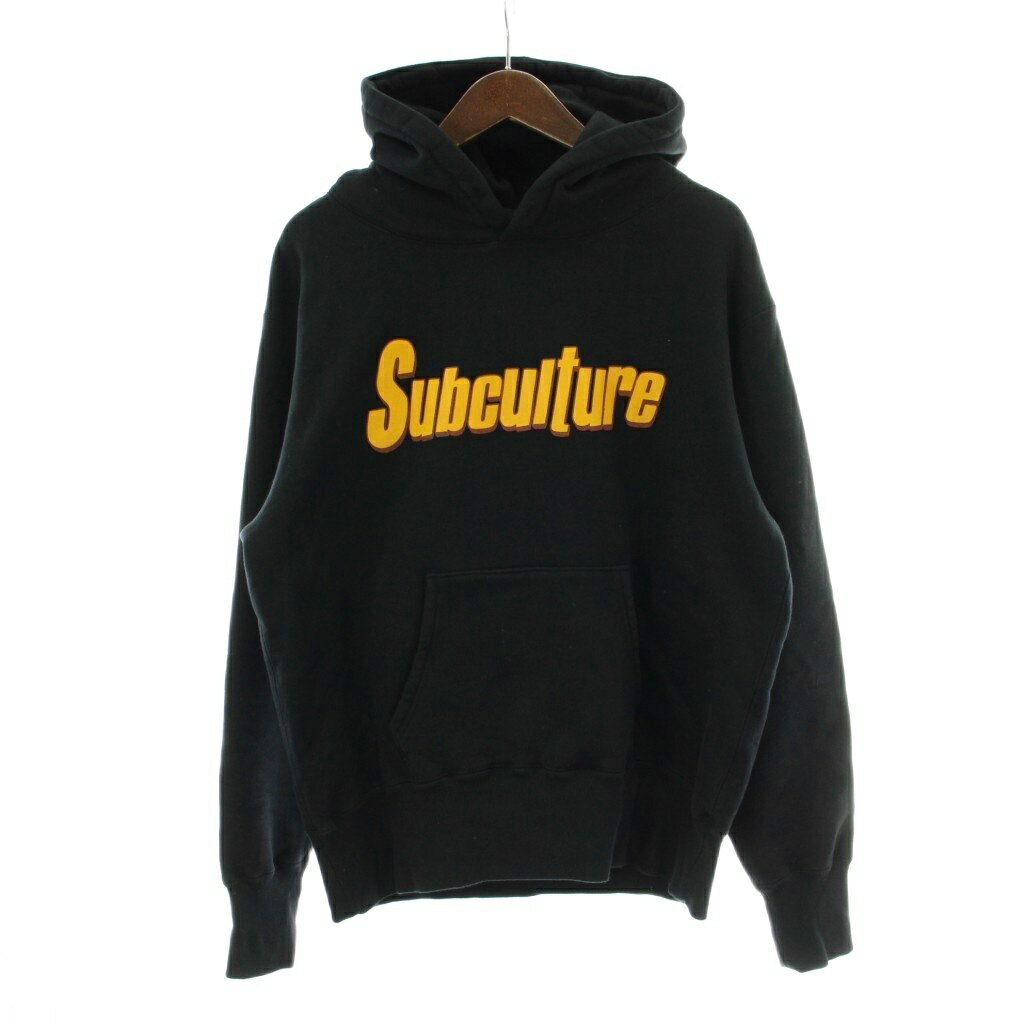 【中古】サブカルチャー Subculture パーカー フーディー 1 黒 ブラック ロゴプリント /PP ■GY12 メンズ 【ベクトル 古着】 260226表記サイズ1実寸サイズ肩幅：約51cm　身幅：約56cm　着丈：約63cm　袖丈...