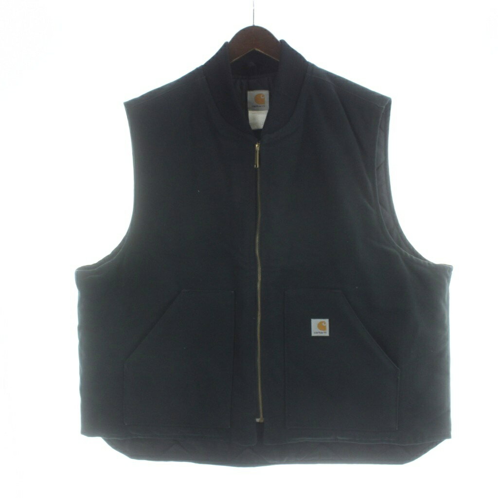 【中古】カーハート carhartt ダックベスト ジップアップ ロゴ 裏地キルティング 黒 ブラック ■GY12 /MQ メンズ 【ベクトル 古着】 260319ブランドカーハート carhartt表記サイズサイズ表記なし(実寸サイズをご...
