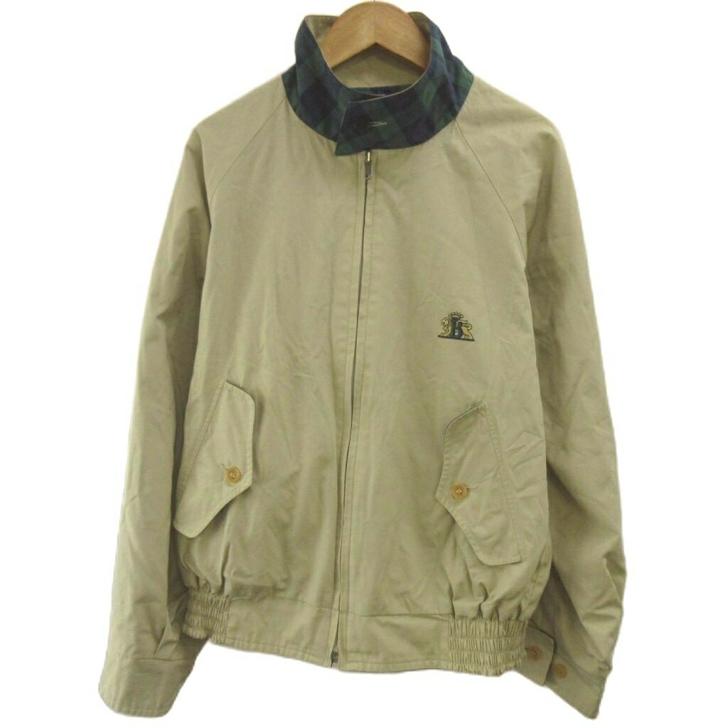 【中古】バラクータ BARACUTA ハリントンジャケット 上着 リバーシブル M ベージュ 緑 グリーン チェック柄スタンドカラー エンブレム刺繍 長袖 /NP ■GY99 メンズ 【ベクトル 古着】 260416ブランドバラクータ BA...