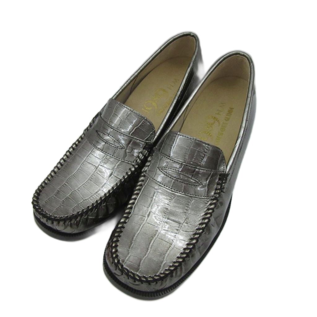 【中古】コンフォートクリニック 1989 H.M COMFORT CLINIC コインローファー ペニーローファー レザー 22.5 グレー クロコ型押し /YS6 ■GY99 レディース 【ベクトル 古着】 260501表記サイズ22.5...
