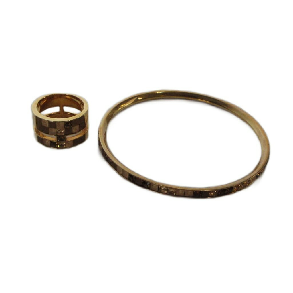 【中古】スワロフスキー SWAROVSKI バングル 指輪 2点セット アクセサリー ブレスレット ロゴ M 16号 ゴールド色 ■GY18 /MQ レディース 【ベクトル 古着】 260506ブランドスワロフスキー SWAROVSKI表記...