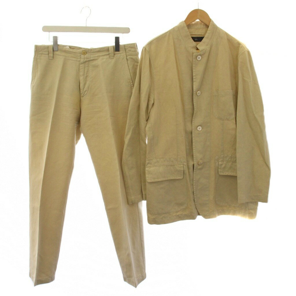 【中古】エルメネジルドゼニア Ermenegildo Zegna セットアップ 上下 ブルゾン ジャケット パンツ ジップフライ コットン リネン 50 ベージュ /BM ■GY99 メンズ 【ベクトル 古着】 260428ブランドエルメネ...