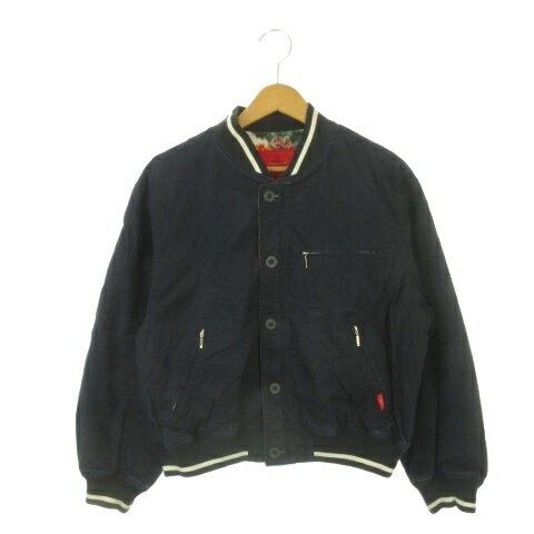 【中古】ペイトンプレイス PEYTON PLACE SPORTS ジャケット ブルゾン バックプリント 花柄裏地 紺 ネイビー 長袖 リブ襟 リブ裾 /AH12 ■GY99 レディース 【ベクトル 古着】 260507ブランドペイトンプレイ...