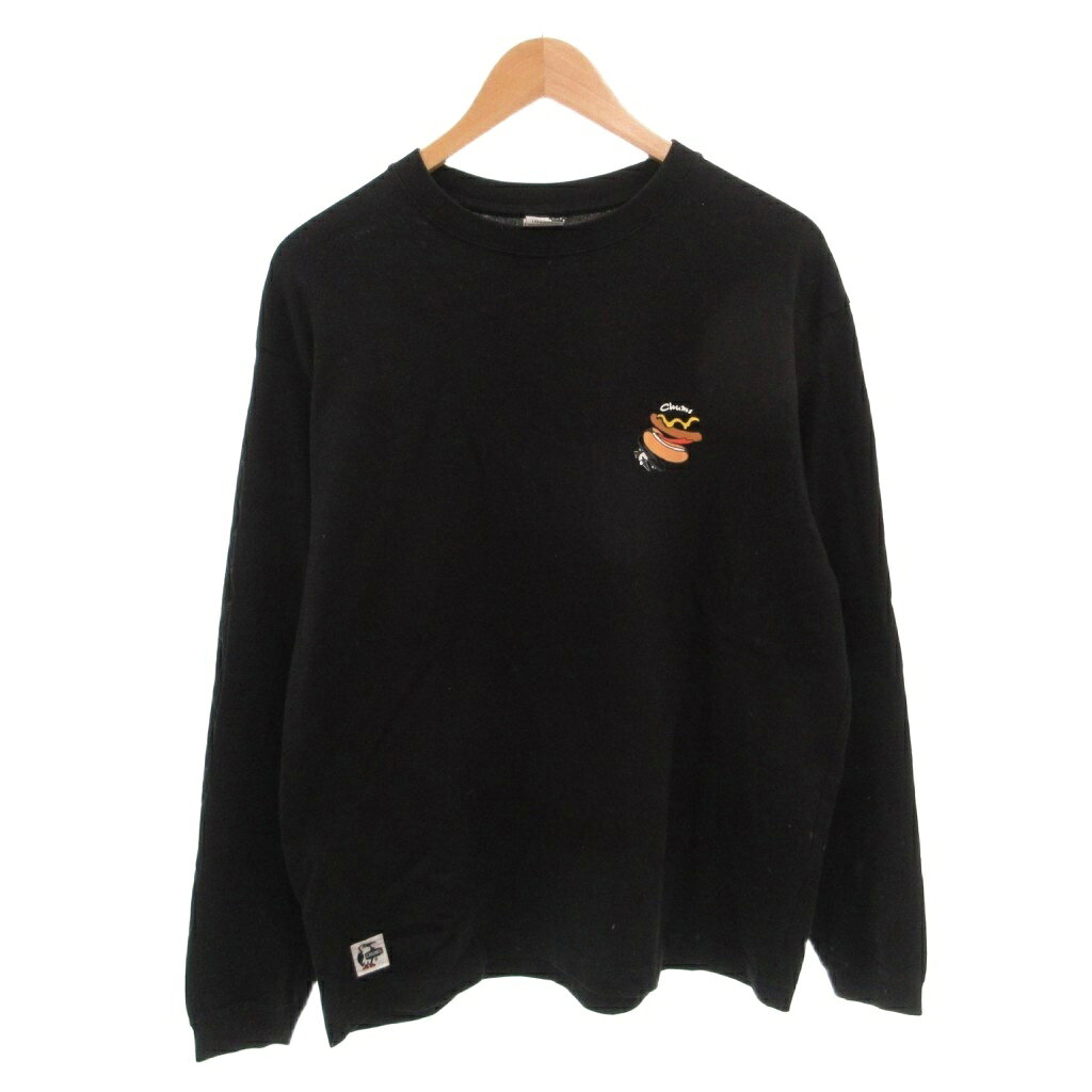 【中古】チャムス CHUMS Tシャツ 長袖 ロンT ホットドック プリント S 黒 ブラック CH01-2731 /FF ■GY18 レディース 【ベクトル 古着】 260605ブランドチャムス CHUMS表記サイズS実寸サイズ肩幅：47...