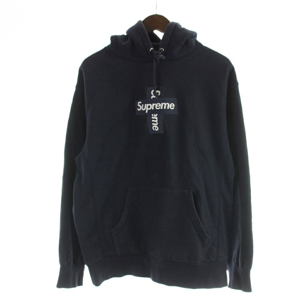 【中古】シュプリーム SUPREME 20AW Cross Box Logo Hooded Sweatshirt クロスボックスロゴ スウェット プルオーバー パーカー 裏起毛 コットン M 紺 ネイビー ■GY18 /MQ メンズ 【ベク...