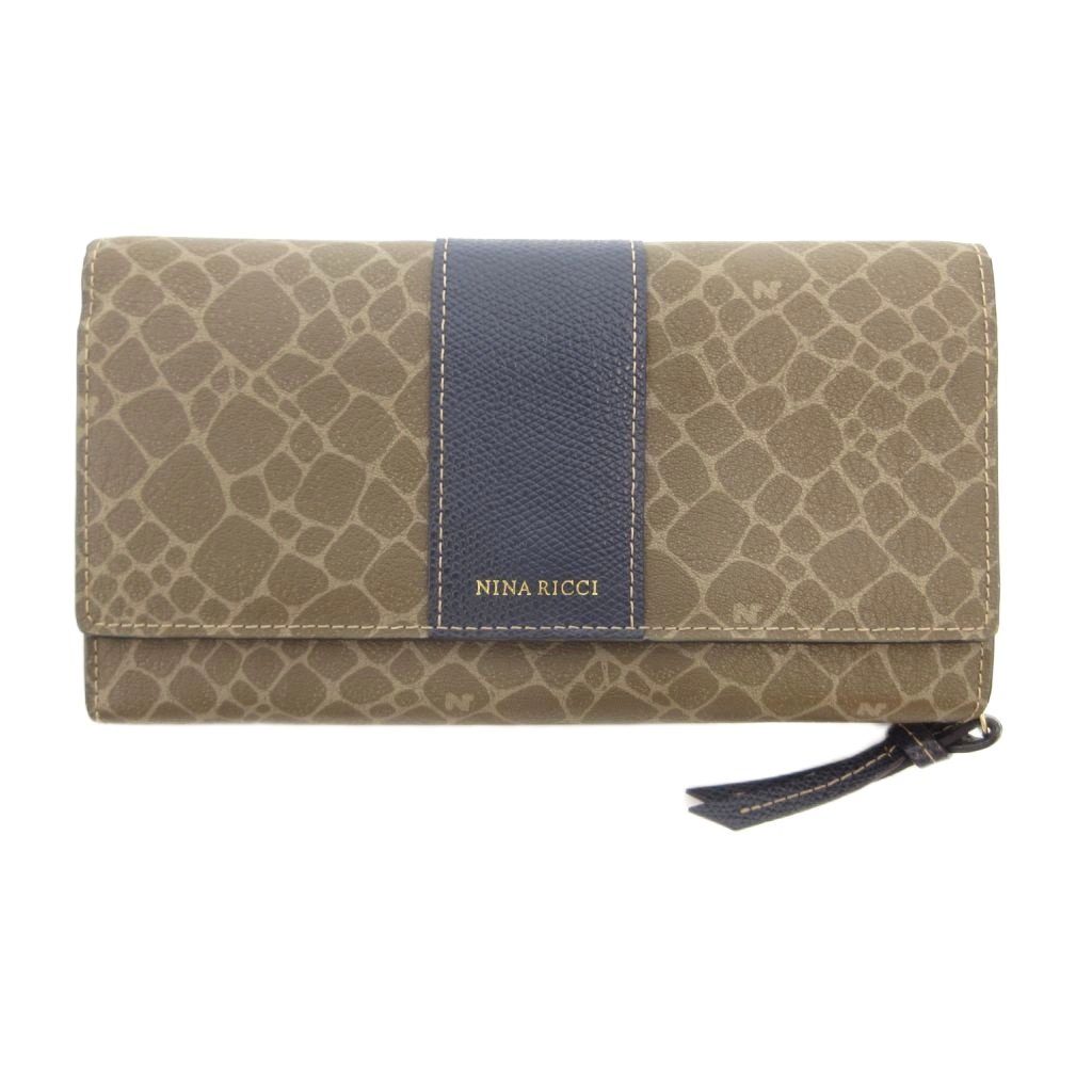 【中古】ニナリッチ NINA RICCI 長財布 ウォレット 二つ折り 茶 ブラウン ロゴプリント 総柄 レザー /IB ■GY99 レディース 【ベクトル 古着】 260629ブランドニナリッチ NINA RICCI実寸サイズヨコ：19....