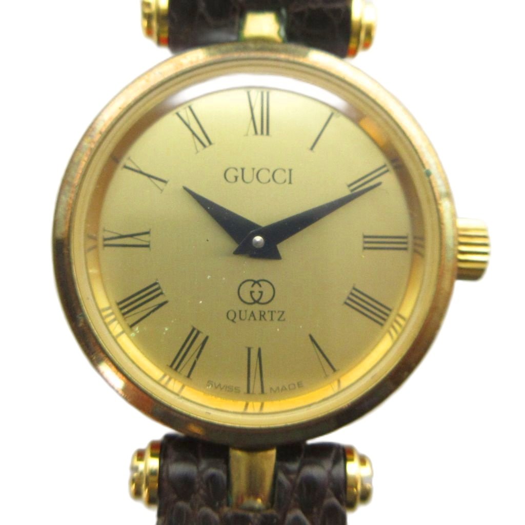 【中古】グッチ GUCCI ジャンク品 腕時計 ウォッチ クォーツ ローマン シェリーライン ラウンド レザーベルト ゴールド色 ■GY18 /MQ レディース 【ベクトル 古着】 260426ブランドグッチ GUCCI表記サイズ実寸サイズ...