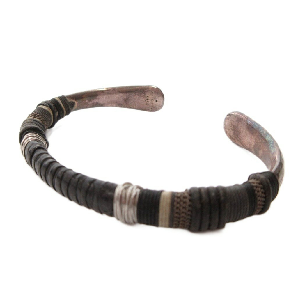 【中古】ガスビジュー Gas bijoux バングル ブレスレット レザーラップ ハンドメイド ブラック シルバーカラー /FF レディース 【ベクトル 古着】 260323実寸サイズ幅：1cm　手首周り：14cm　　色黒 ブラック シルバ...