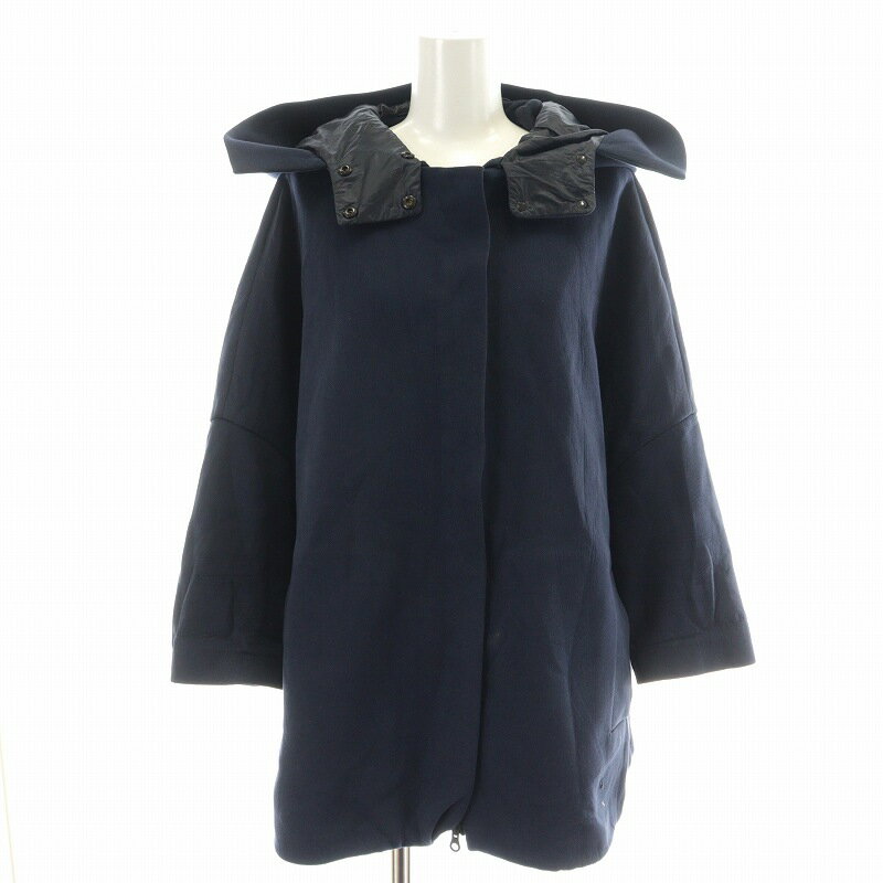 【中古】デュベティカ DUVETICA パーカー ジャケット ジップアップ フード ノーカラー スウェット オーバーサイズ ドロップショルダー 42 L 紺 ネイビー /NW21 レディース 【ベクトル 古着】 240830ブランドデュベテ...