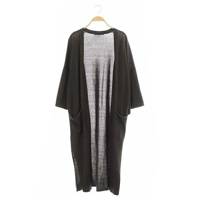 【中古】エーピーストゥディオ AP STUDIO コットンシルク KIMONO GAWN ガウン カーディガン ニット ロング 長袖 シルク混 カーキブラウン /HK ■OS レディース 【ベクトル 古着】 230925ブランドエーピースト...