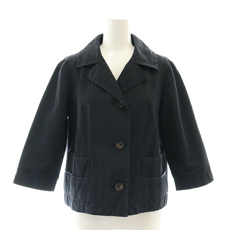 【中古】マルニ MARNI 七分袖 ショートジャケット テーラードジャケット 3B リネン混 38 黒 ブラック /ES ■OS レディース 【ベクトル 古着】 241118ブランドマルニ MARNI表記サイズ38（日本サイズS相当）実寸サ...