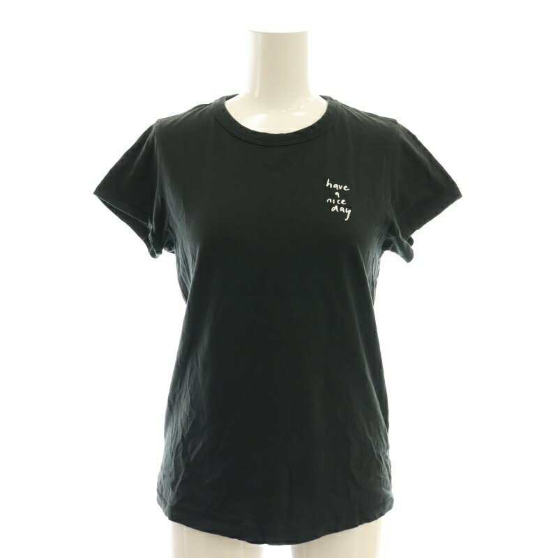 【中古】ラグ&ボーン RAG&BONE プリントクルーネックTシャツ カットソー 半袖 S 黒 ブラック /AT ■OS ■SH レディース 【ベクトル 古着】 250619ブランドラグ&ボーン RAG&BONE表記サイズS実寸サイズ肩幅：...