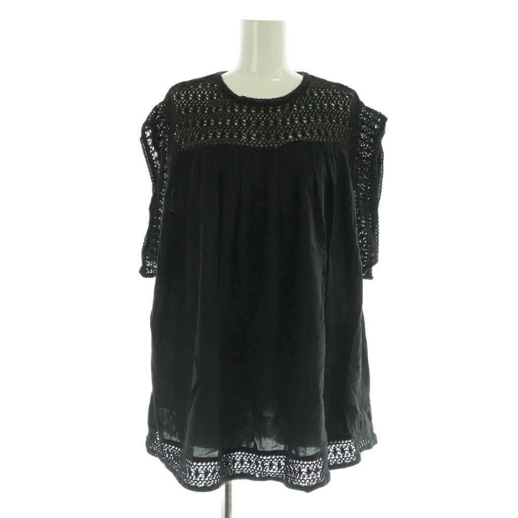 【中古】シンプリシテェ SIMPLICITE 25SS B.C STOCK取扱 コットンメッシュレースハギブラウス 半袖 プルオーバー インド製 ブラック /MY ■OS レディース 【ベクトル 古着】 251027ブランドシンプリシテェ ...