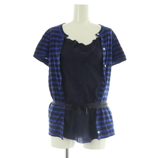 【中古】サカイラック sacai luck ボーダー 半袖カットソー フェイクレイヤード 2 ネイビー /MY ■OS レディース 【ベクトル 古着】 251028ブランドサカイラック sacai luck表記サイズ2実寸サイズ肩幅：31c...