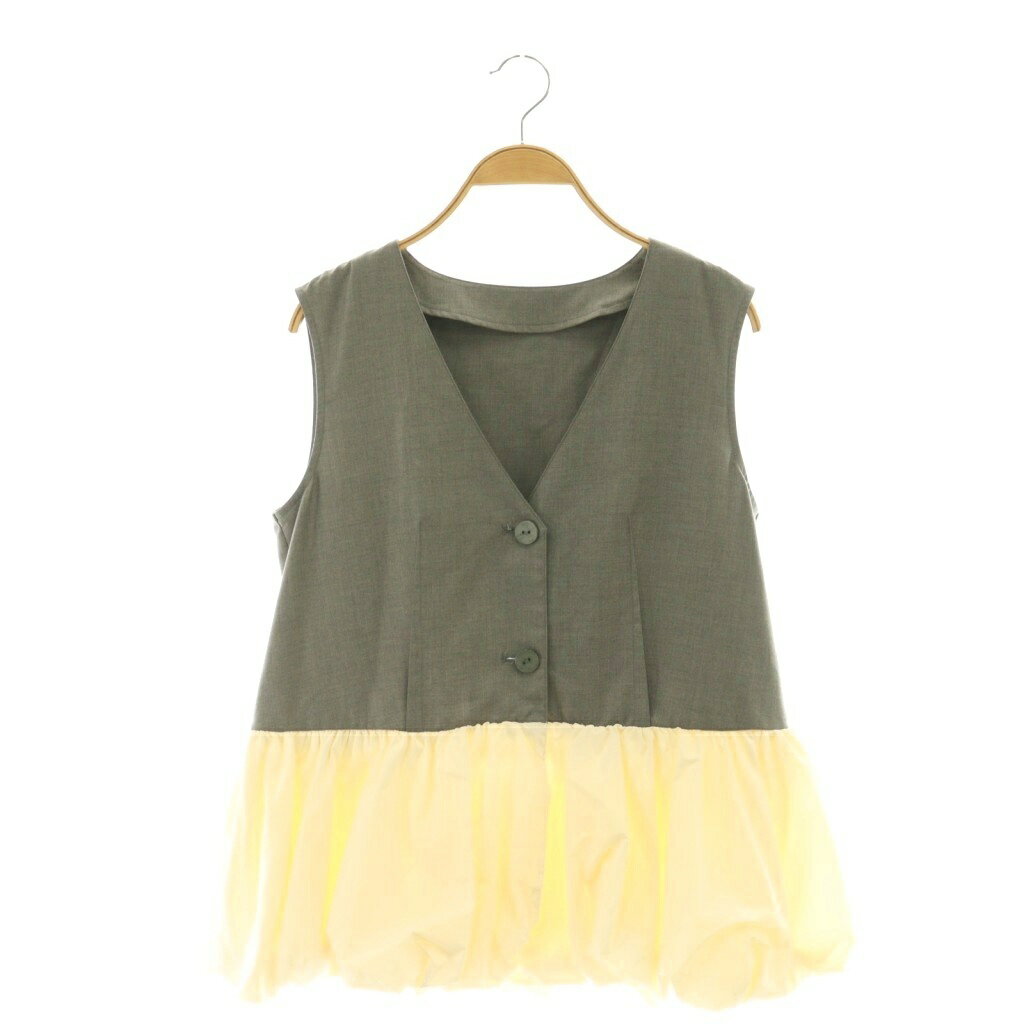 【中古】アメリヴィンテージ Ameri VINTAGE アメリ AMERI 25AW PEPLUM BALLOON BACK OPEN VEST ベスト ジレ ドッキング F グレー アイボリー /DF ■OS レディース 【ベクトル 古着...