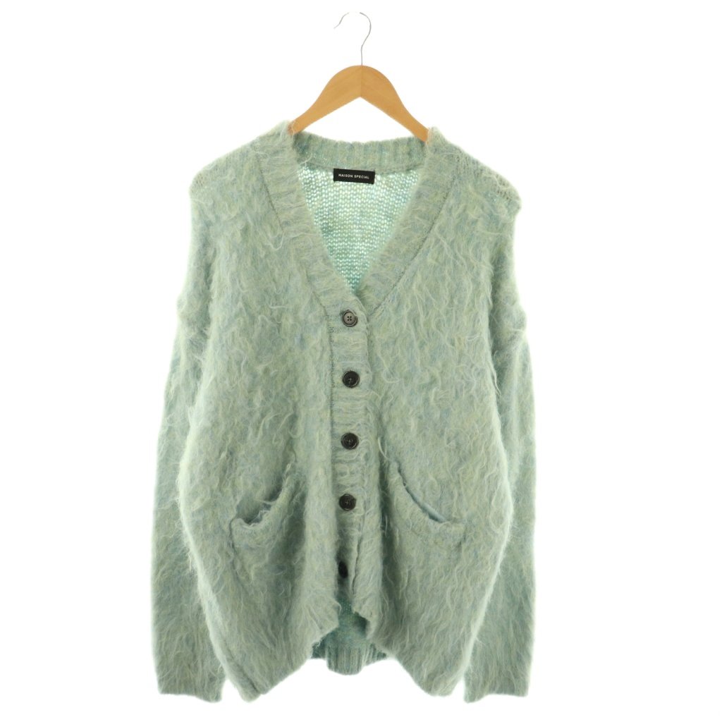 【中古】メゾンスペシャル MAISON SPECIAL Fluffy Shaggy Knit Cardigan ニットカーディガン シャギー F スモークブルー ミント /ES ■OS ■SH レディース 【ベクトル 古着】 260120ブ...