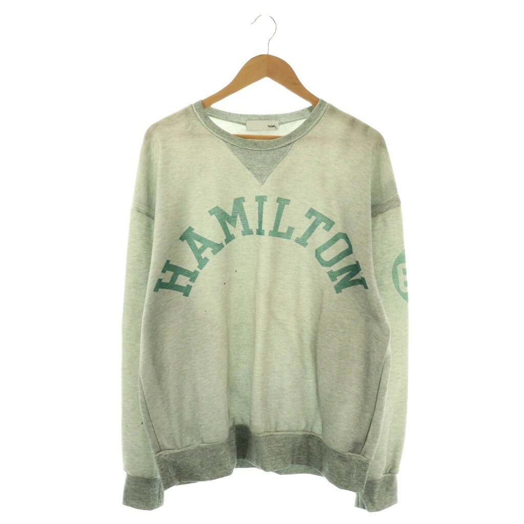 【中古】トルク TOLQ Trompe loeil Sweatshirts HAMILTON クルーネックスウェット トレーナー 4 グレー グリーン /ES ■OS ■SH メンズ 【ベクトル 古着】 260116表記サイズ4実寸サイズ肩...