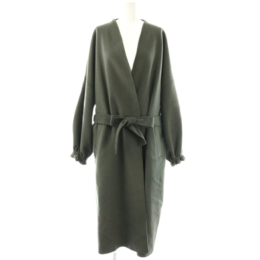 【中古】ザラ ZARA ノーカラーコート S グレー カーキ /AQ ■OS レディース 【ベクトル 古着】 260218ブランドザラ ZARA表記サイズS実寸サイズ身幅：約51cm　着丈：約124cm　ゆき丈：約83cm　　素材ウール ポ...