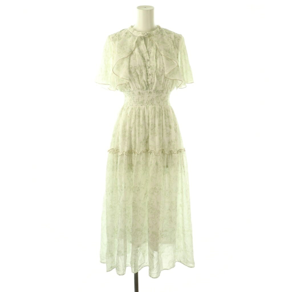 【中古】ダズリン dazzlin 24SS watercolorflowerワンピース シアー フリル S ライトグリーン 白 /CX ■OS レディース 【ベクトル 古着】 260225ブランドダズリン dazzlin表記サイズS実寸サイ...