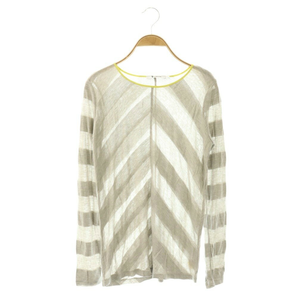 【中古】ティーバイアレキサンダーワン T by Alexanderwang パイピングネックレーヨンシアーニット カットソー プルオーバー XS グレー イエロー /CX ■OS レディース 【ベクトル 古着】 260404ブランドティーバ...