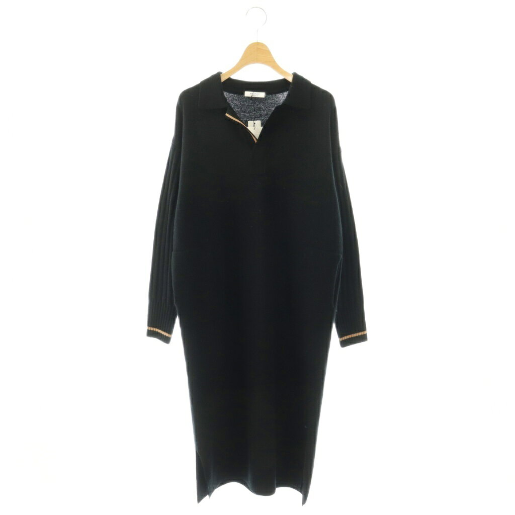 【中古】未使用品 マカフィー MACPHEE トゥモローランド 25AW NZ LAMBS スキッパーワンピース ニット ウール 36 ブラック ベージュ /CX ■OS レディース 【ベクトル 古着】 260408ブランドマカフィー MA...