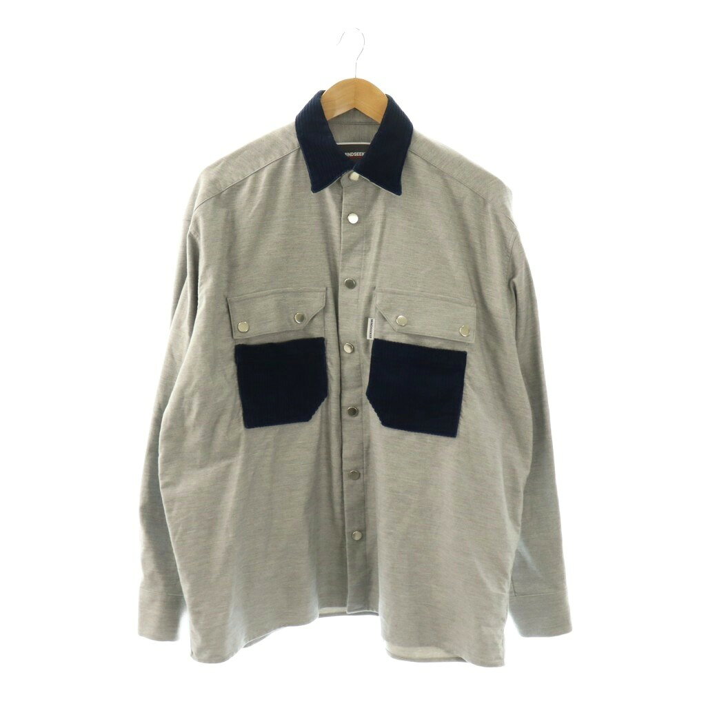 【中古】マインドシーカー mindseeker × MASON MAZE コラボ シャツ ジャケット スナップボタン コットン 44 グレー /NR ■OS ■SH メンズ 【ベクトル 古着】 260414表記サイズ44実寸サイズ肩幅：49...