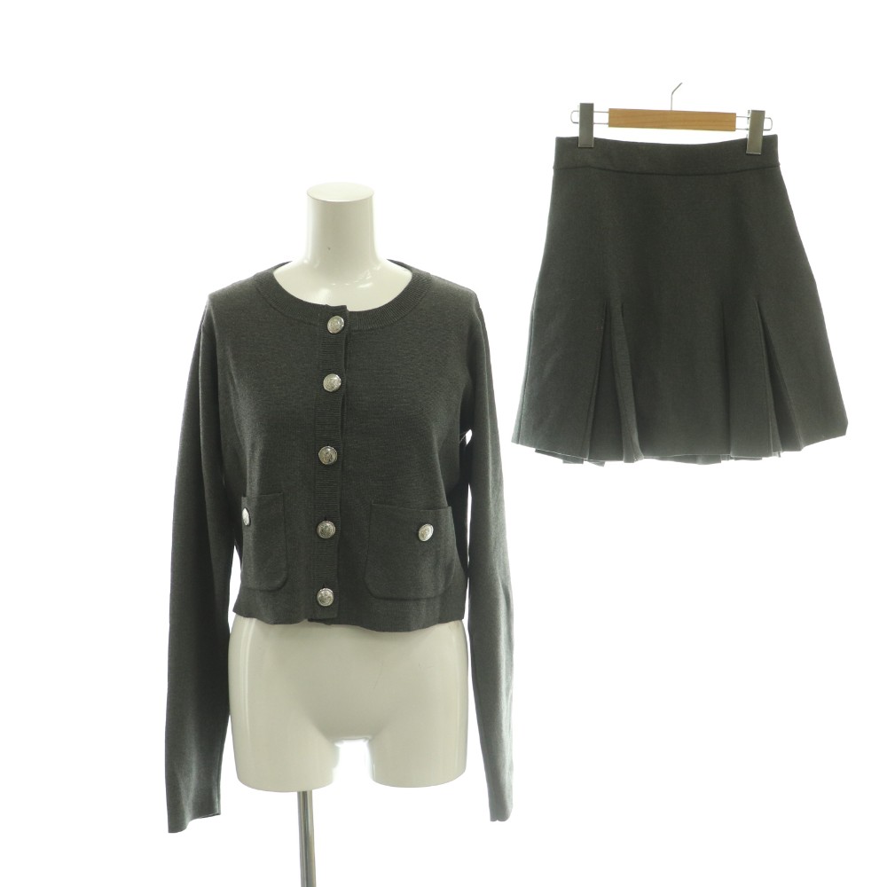 【中古】スライ SLYZ 25AW ミラノ リブ プリーツ MILANO RIB PLEATS 2P セットアップ カーディガン ミニスカート F グレー /SS ■OS レディース 【ベクトル 古着】 260418ブランドスライ SLYZ...
