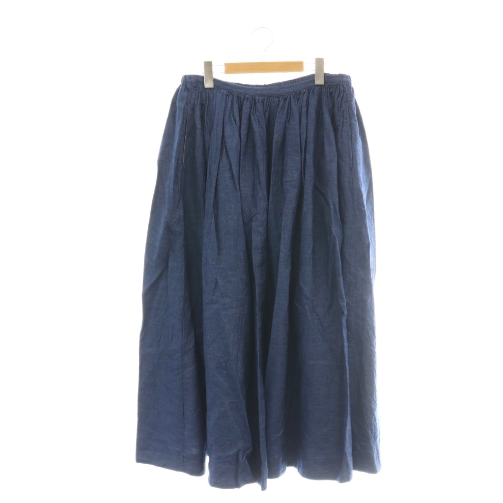 【中古】ラボレイトリー Laboratory MAMAN GATHER DENIM SKIRT スカート フレア ギャザーリネン混 F インディゴ LA414 /CX ■OS ■SH レディース 【ベクトル 古着】 260502表記サイズF...