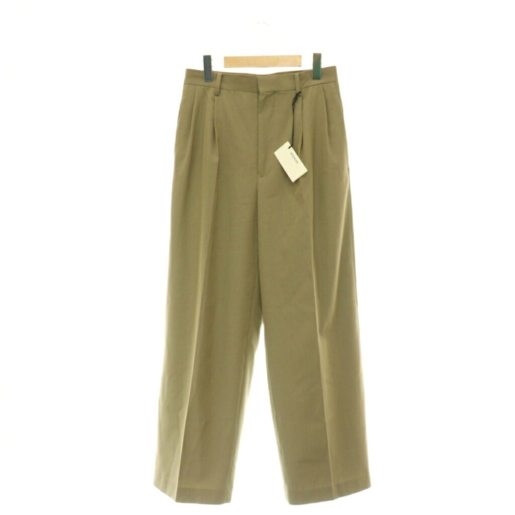 【中古】未使用品 オーラリー AURALEE A25AP06MG LIGHT WOOL MAX GABARDINE TWO-TUCK SLACKS スラックス ワイドパンツ 1 カーキ /ES ■OS メンズ 【ベクトル 古着】 26051...