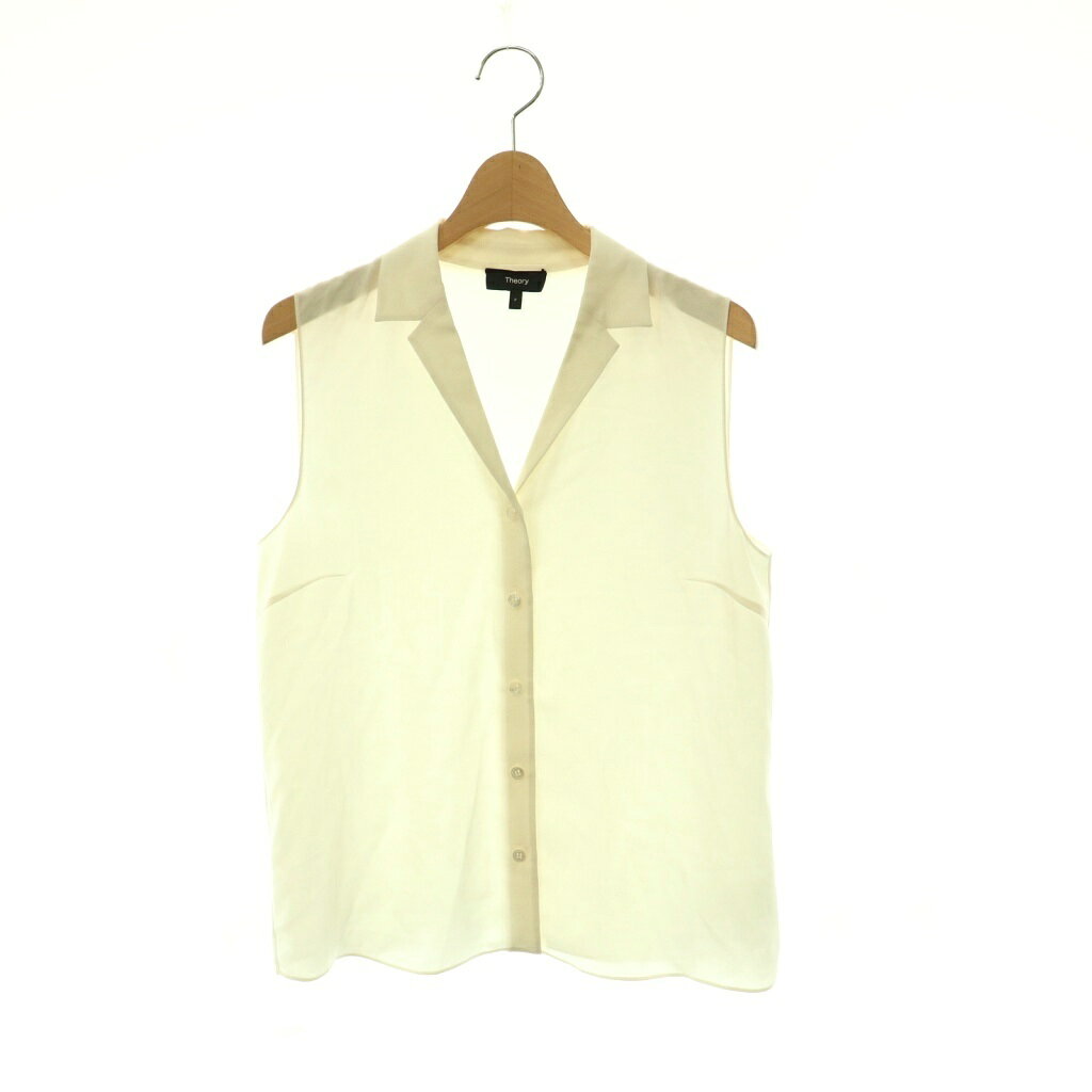 【中古】セオリー Theory 25SS MODERN GGT SL CAMP CLLR BL ノースリーブブラウス シャツ オープンカラー P アイボリー /SY ■OS レディース 【ベクトル 古着】 260526ブランドセオリー Th...