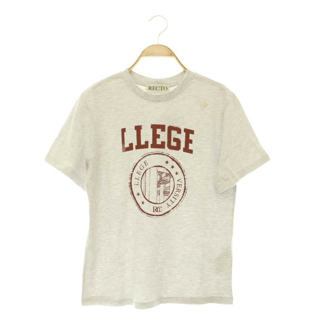 【中古】未使用品 レクト RECTO LLEGE コットンクルーネックTシャツ ロゴプリント 半袖 F ライトグレー /MY ■OS メンズ 【ベクトル 古着】 260615表記サイズF実寸サイズ肩幅：40cm　身幅：45cm　着丈：57c...