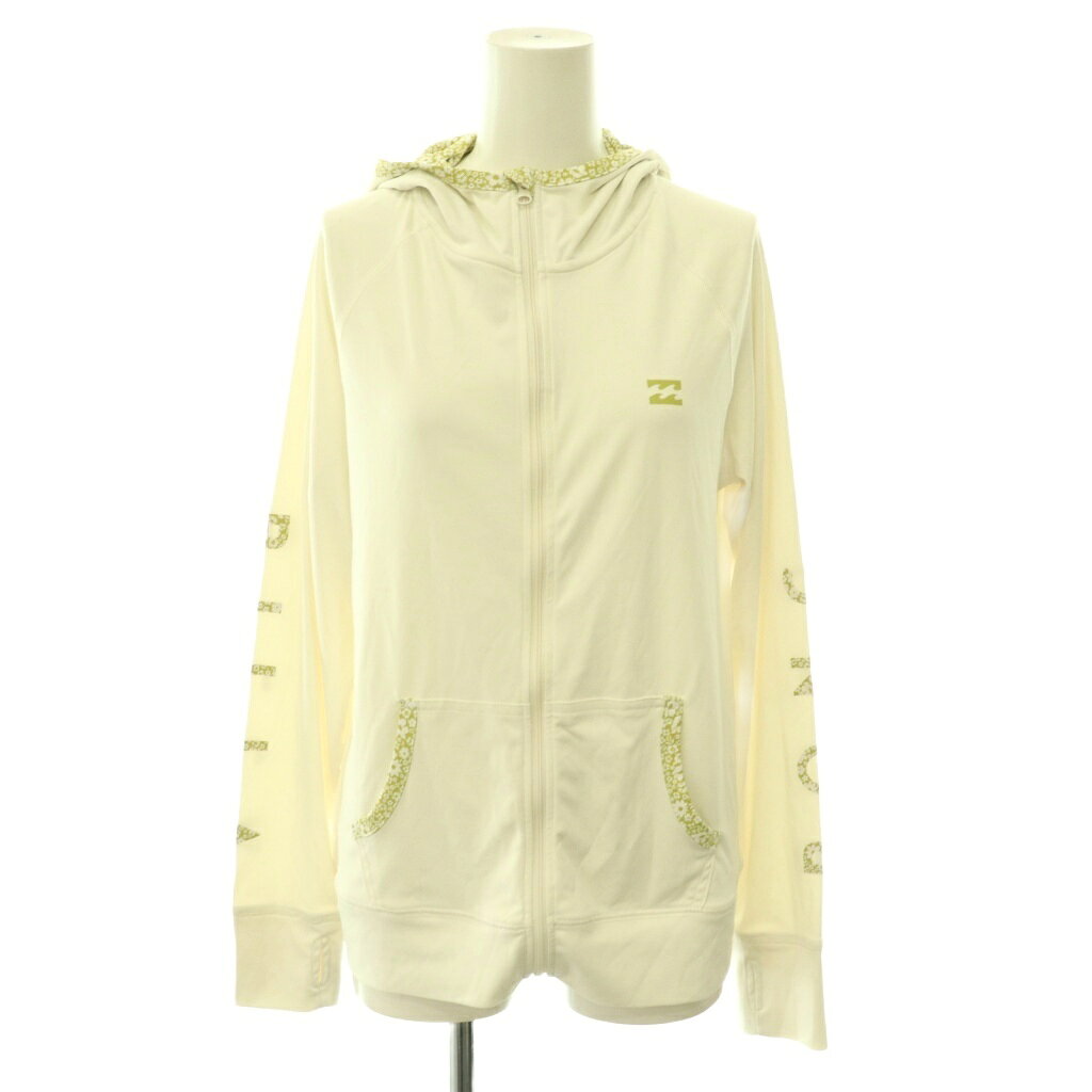 【中古】ビラボン BILLABONG LOGO ZIP UP HOODED RASHGUARD ラッシュガード フーディー パーカー ジップアップ M アイボリー ライトグリーン /DO ■OS レディース 【ベクトル 古着】 260623...